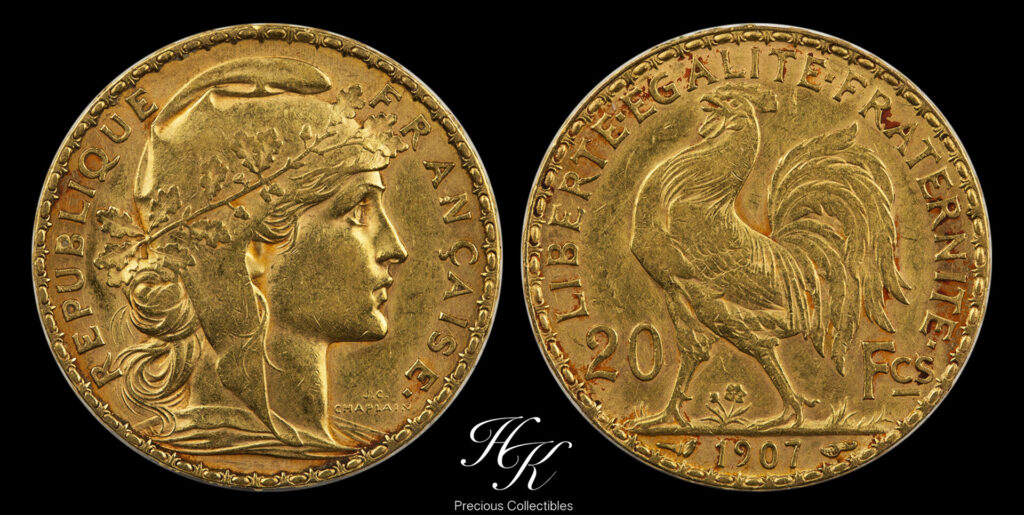 HK Precious Collectibles - Gold 20 francs 1907 "Marianne Rooster" France