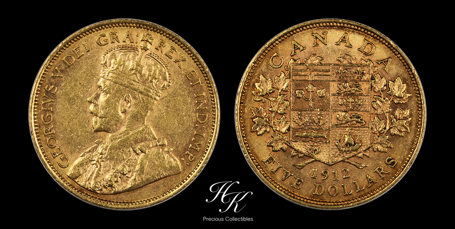 HK Precious Collectibles Gold 5 Dollars 1912 King George V Canada