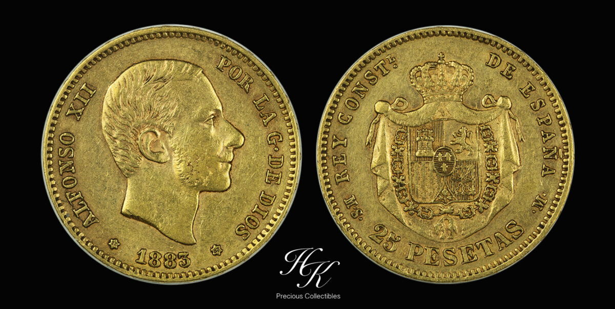 HK Precious Collectibles - Gold 25 pesetas 1883 Alfonso XII 3rd ...